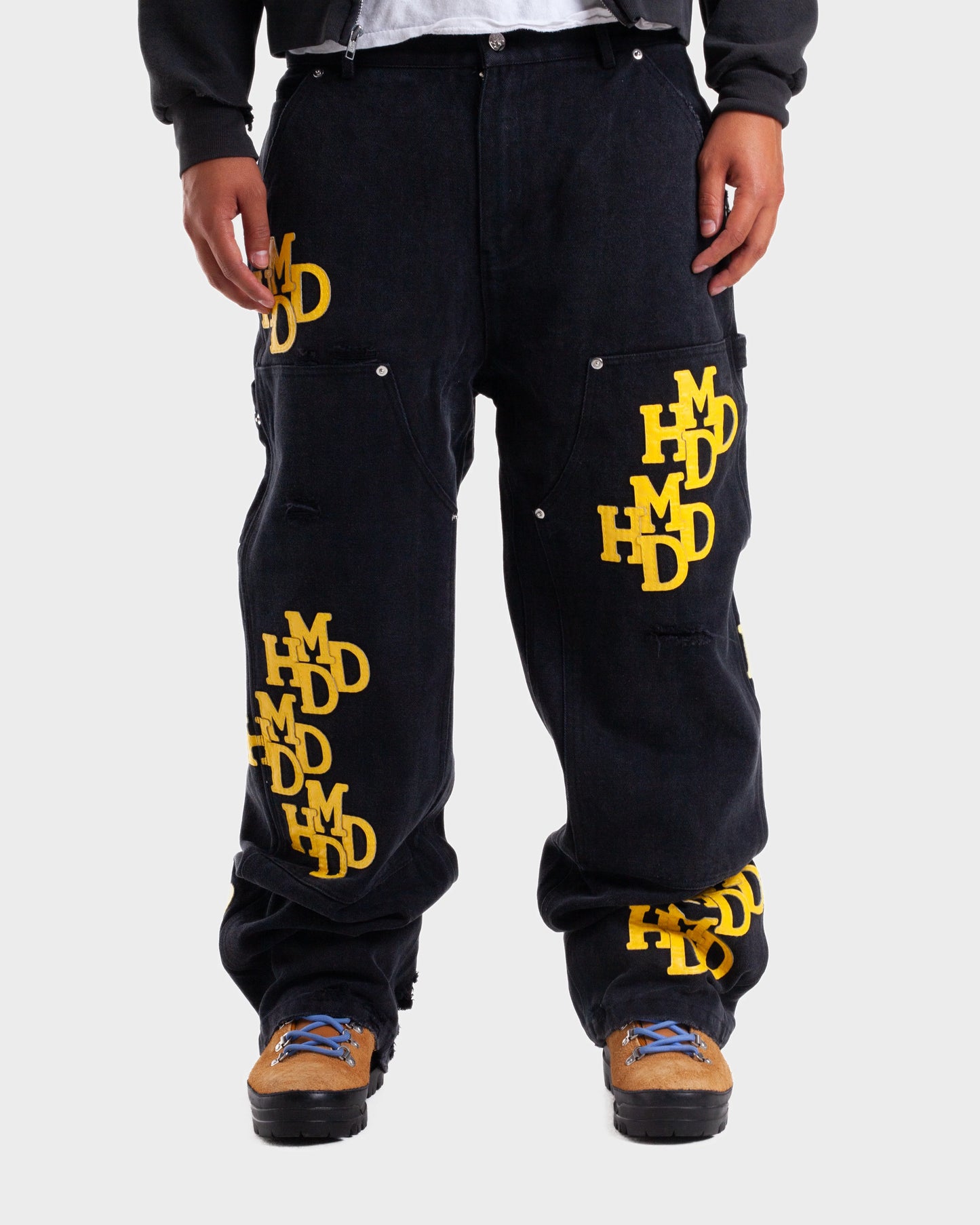 HMDD Black Yellow Patch Double Knee Pants – Soles District